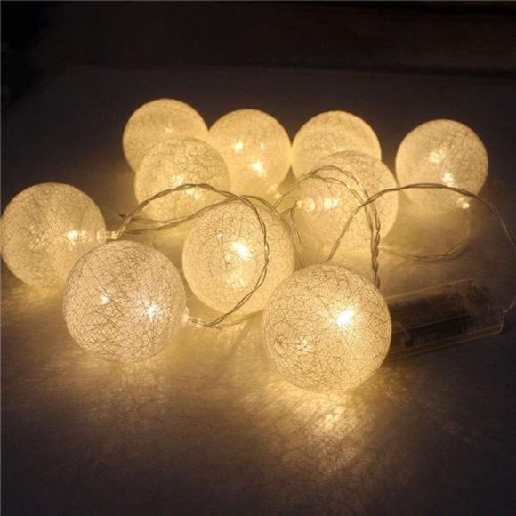 Holiday | 2 Pack Cotton Balls String Lights Battery Operated 1 Led ...